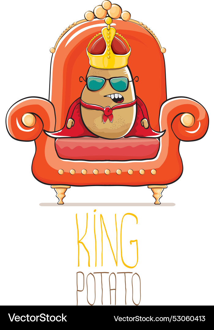 Funny cartoon cute brown smiling king Royalty Free Vector