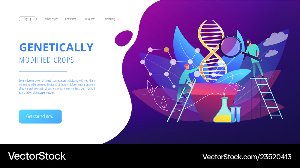 Genetically modified plants concept landing page Vector Image