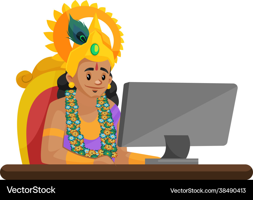 Lord krishna cartoon character Royalty Free Vector Image