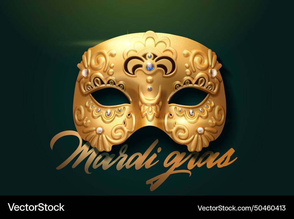 Mardi gras exquisite golden mask Royalty Free Vector Image