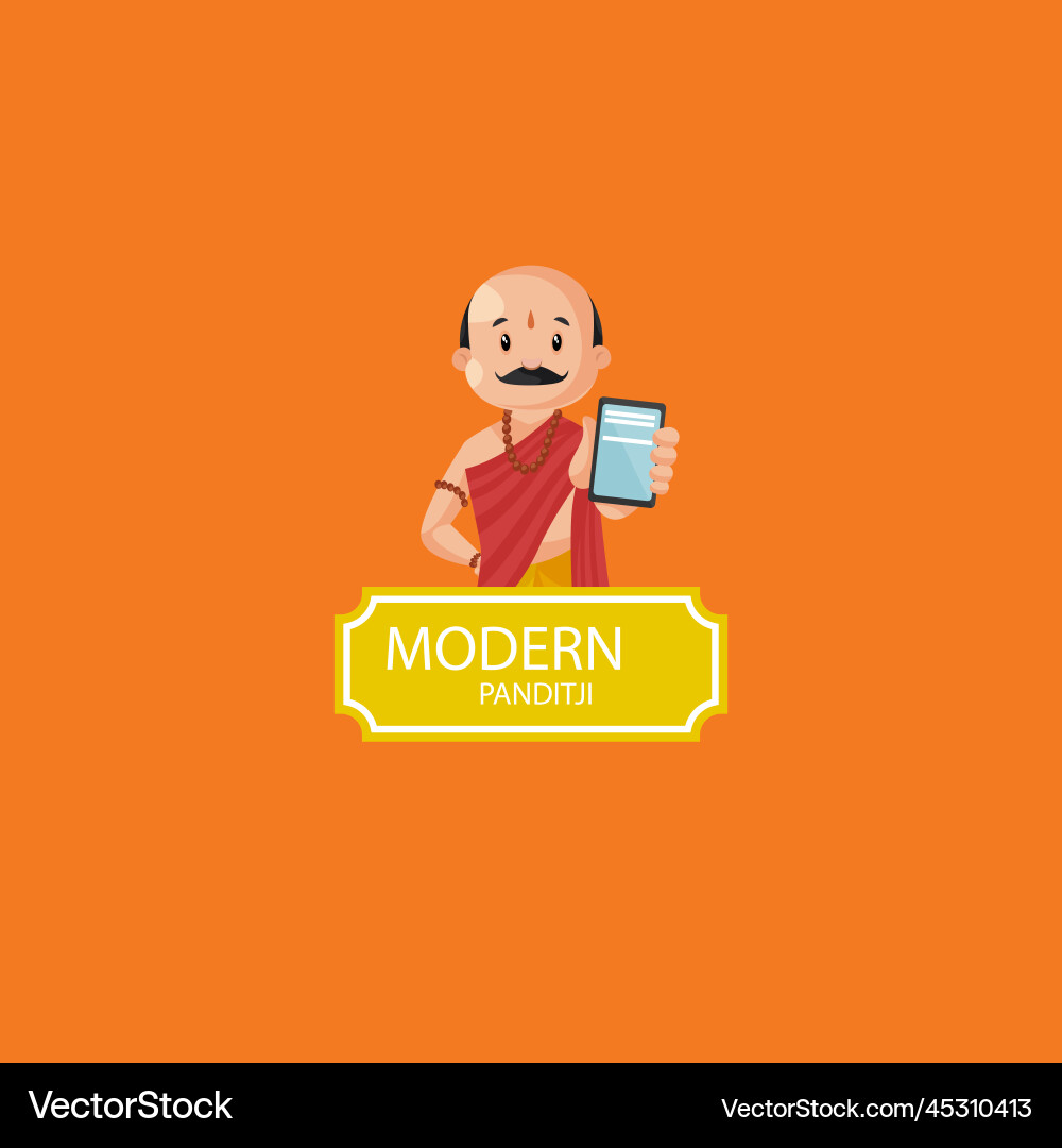 Modern pandit ji mascot logo Royalty Free Vector Image