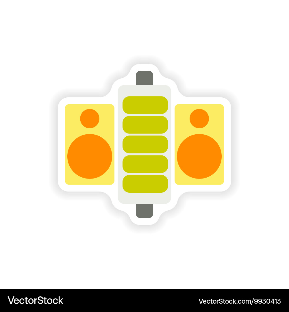Paper sticker on white background mobile battery Vector Image