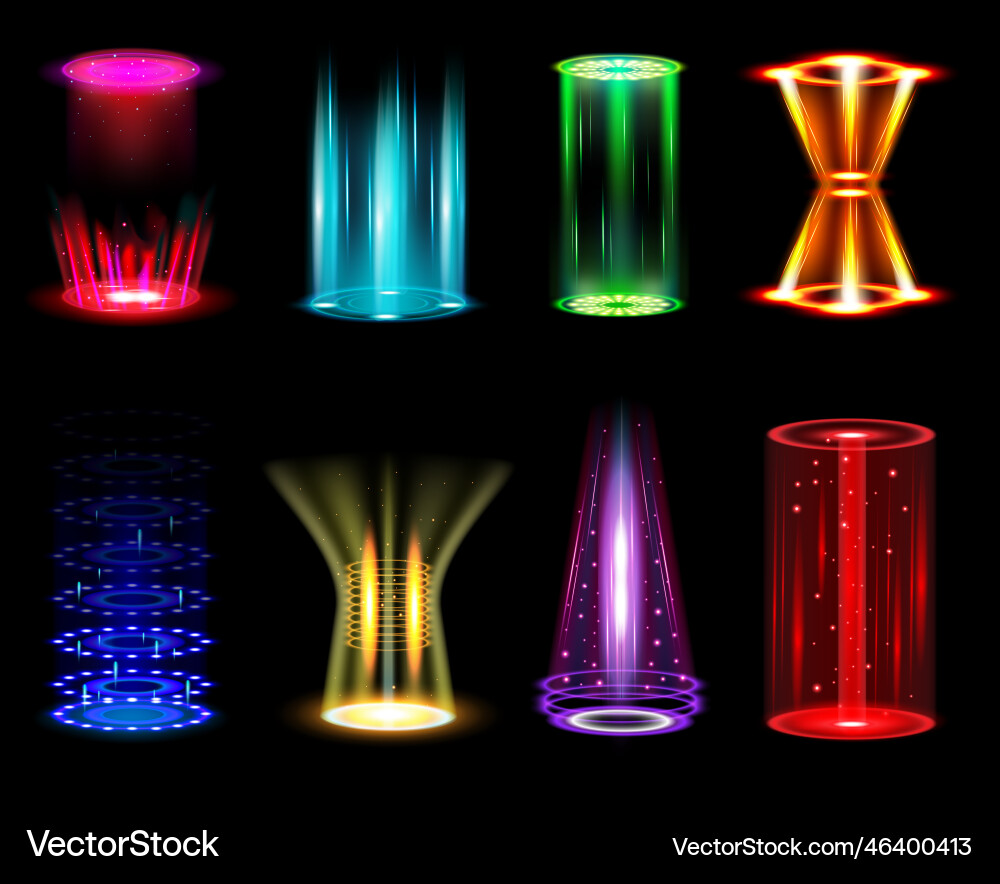 Realistic Teleportation Portals Set Royalty Free Vector