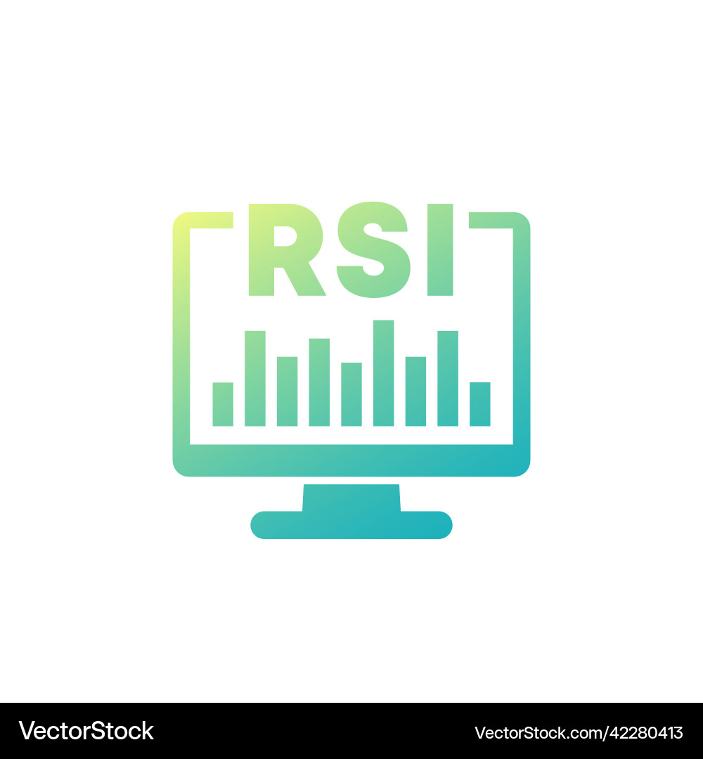 Rsi trading indicator icon on white Royalty Free Vector