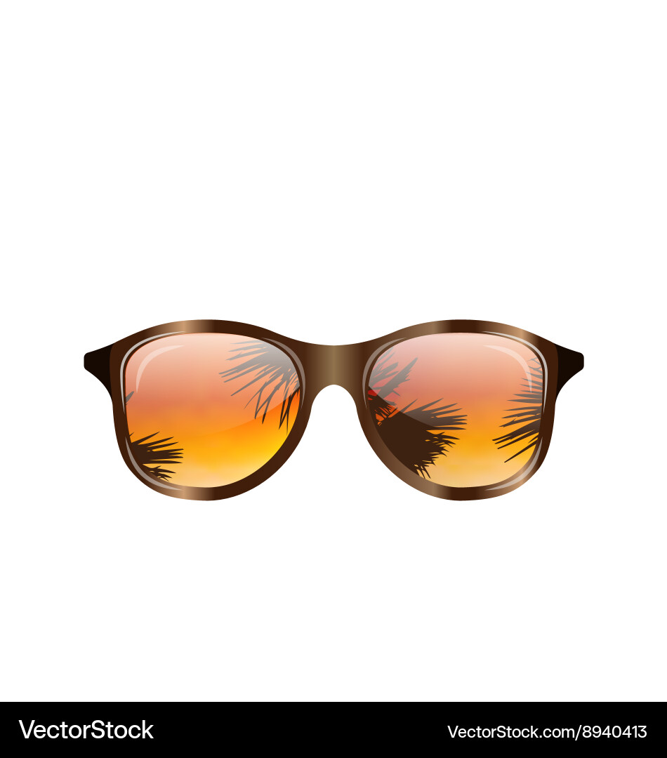 Sunglasses with palms reflection isolated Vector Image
