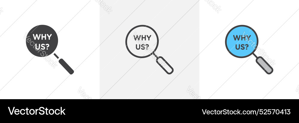 Why us icon set on white background Royalty Free Vector