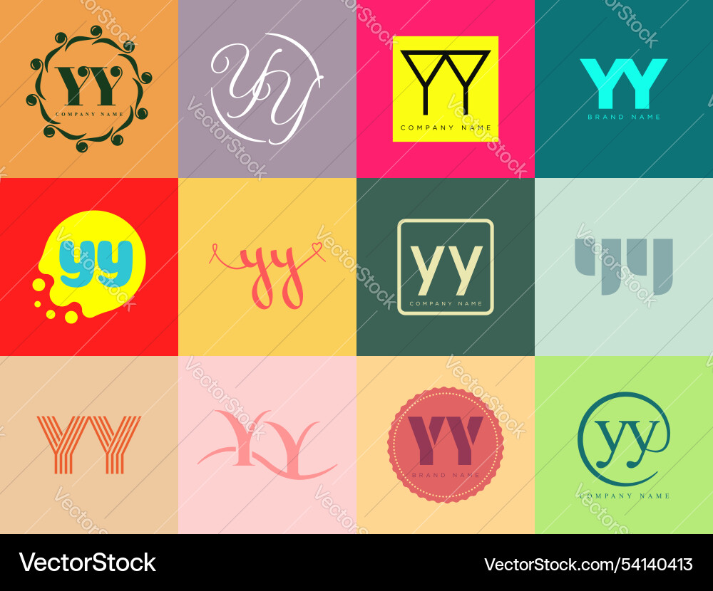 Yy logo company template letter y and logotype Vector Image
