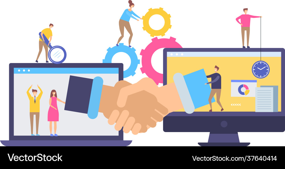 Business handshake virtual collaboration Vector Image