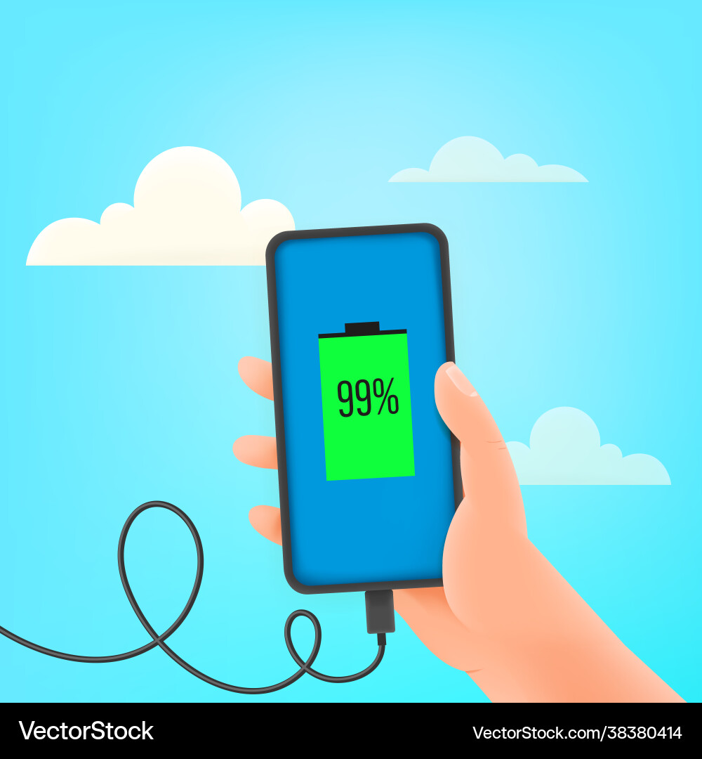 Charging modern smartphone 3d cute style Vector Image