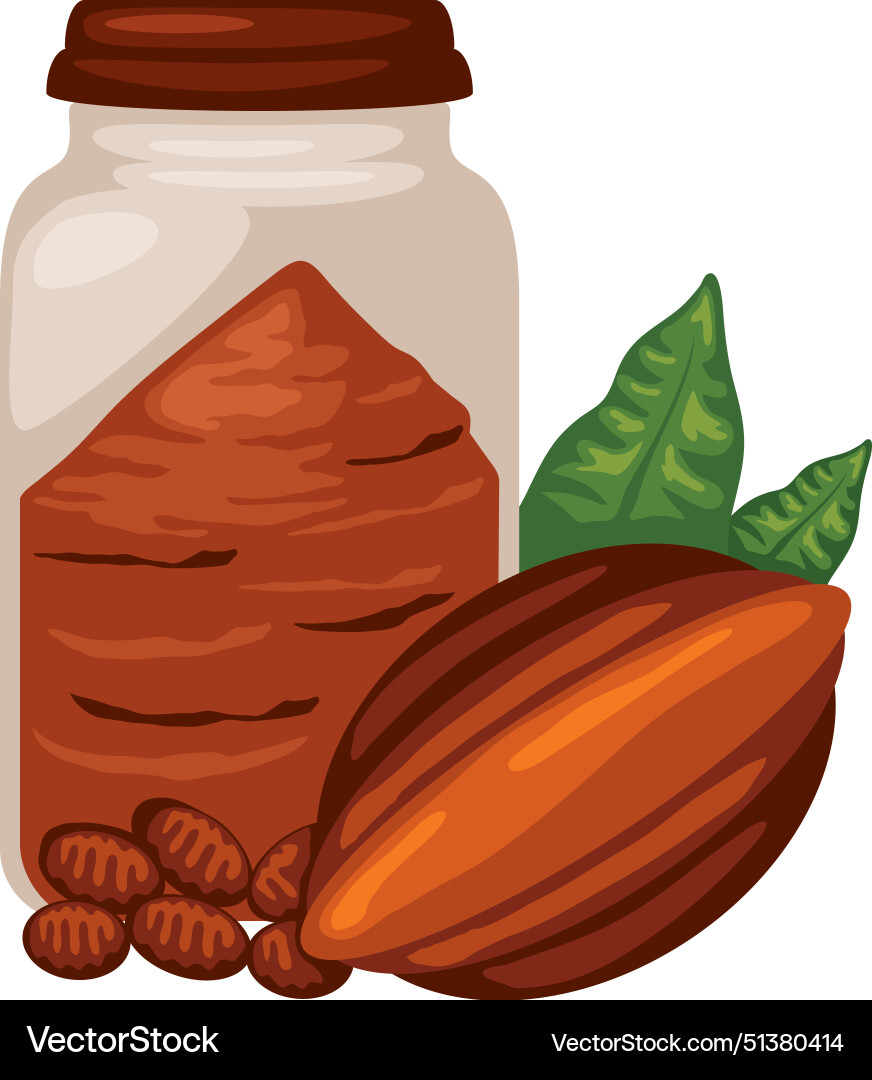Cocoa chocolate powder in jar Royalty Free Vector Image