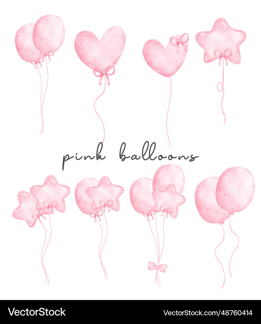 Delightful pink balloon collection featuring Vector Image