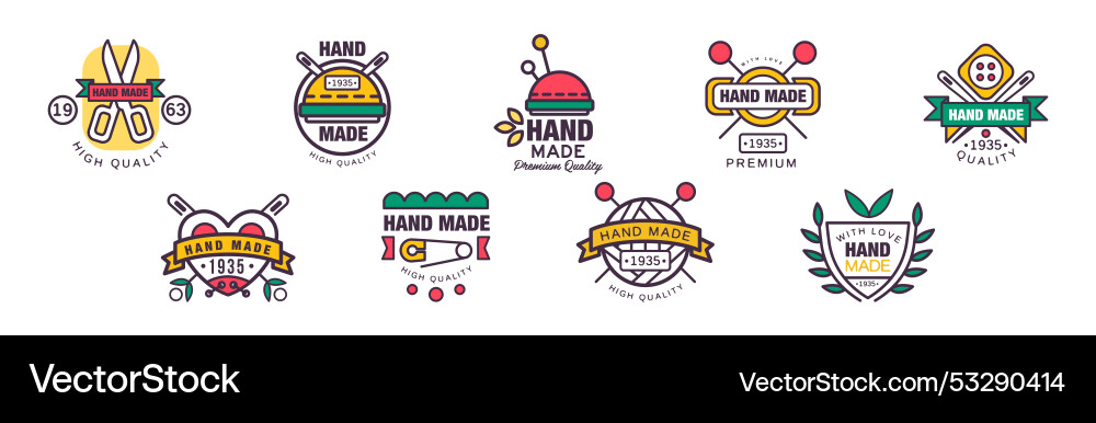 Hand made premium quality logo and label design Vector Image