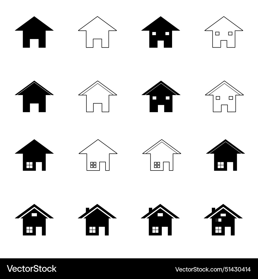 Home icon set Royalty Free Vector Image - VectorStock