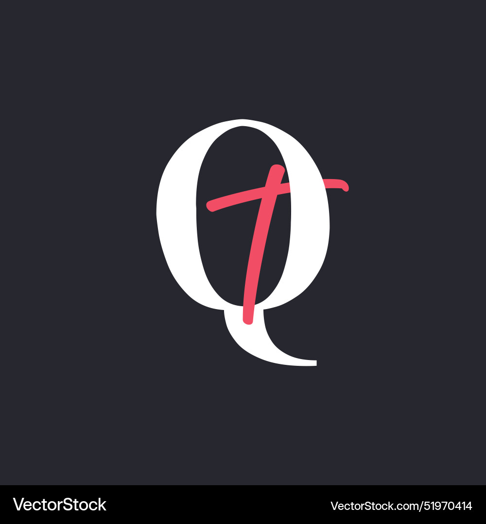 Letter qt logo perfectly blended initials Vector Image