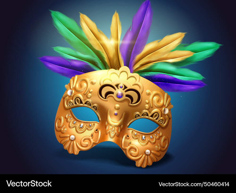 Mardi gras exquisite golden mask Royalty Free Vector Image
