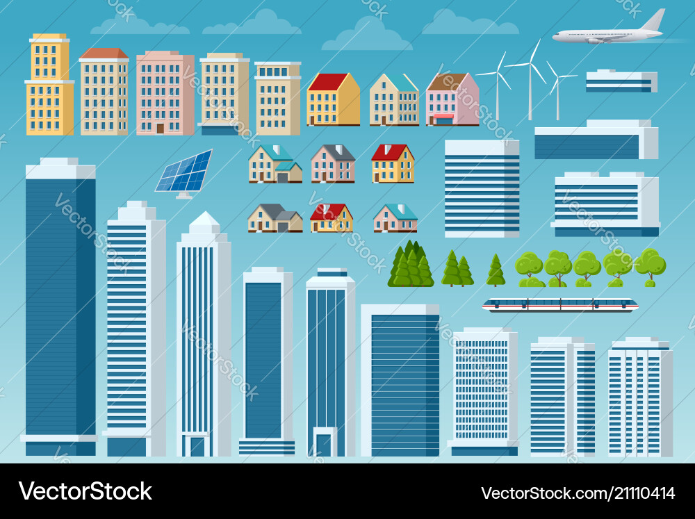 Modern City Construction Set Royalty Free Vector Image