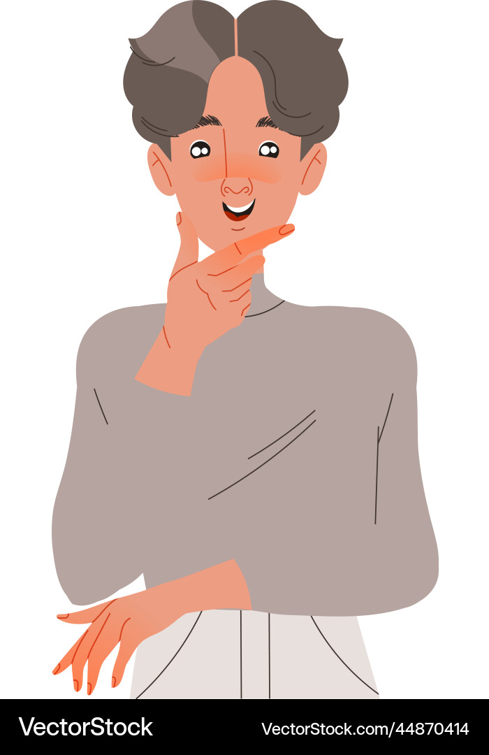 Pensive man character thinking and considering Vector Image