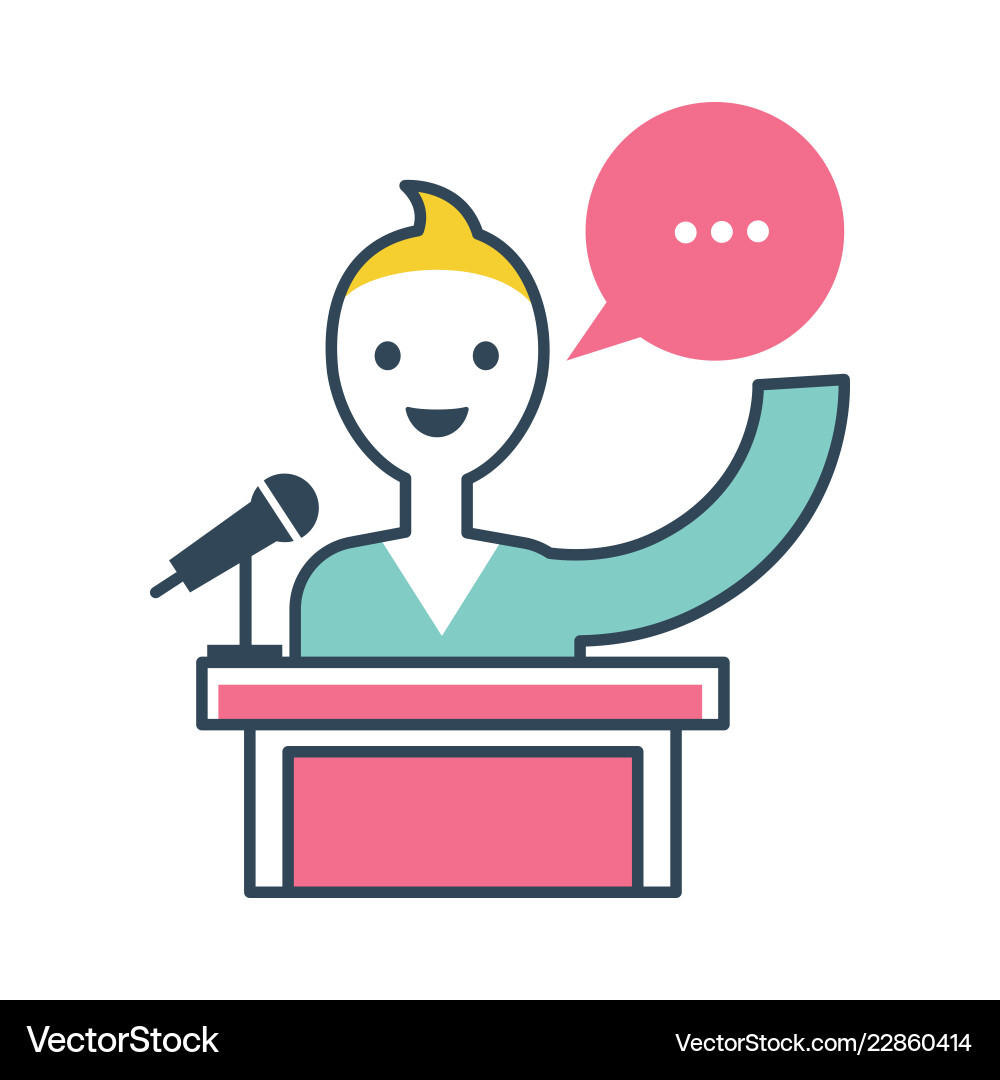 Person standing and talking about his thoughts Vector Image