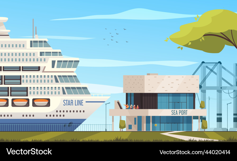 Port ship cartoon Royalty Free Vector Image - VectorStock