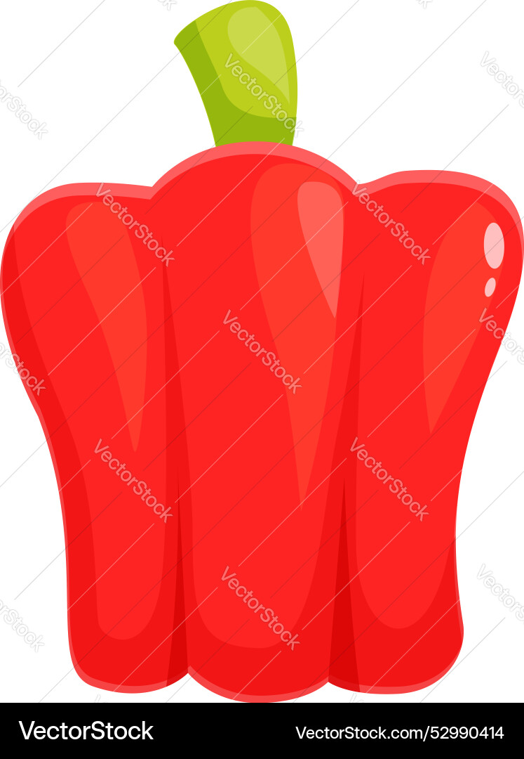 Red bell pepper standing up with green stem Vector Image