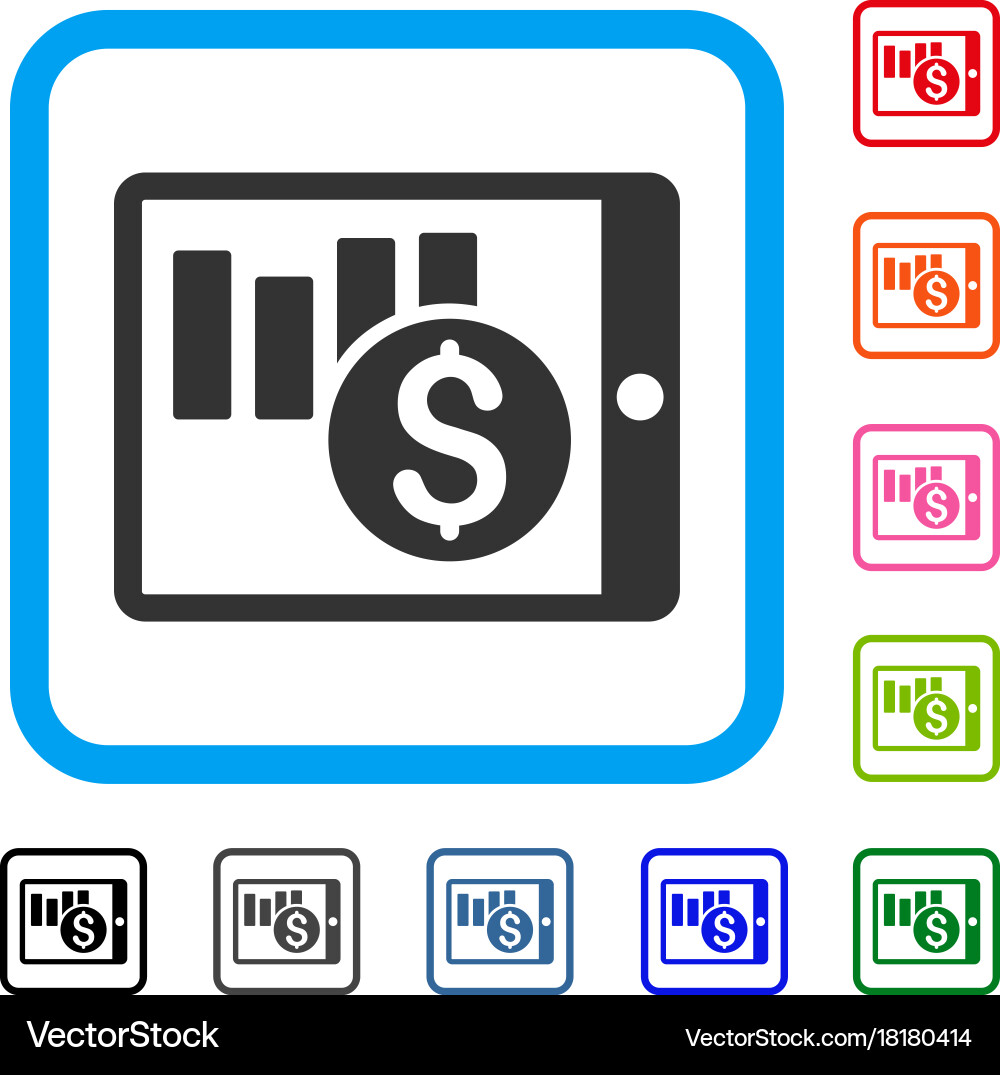 Sales chart on pda framed icon Royalty Free Vector Image