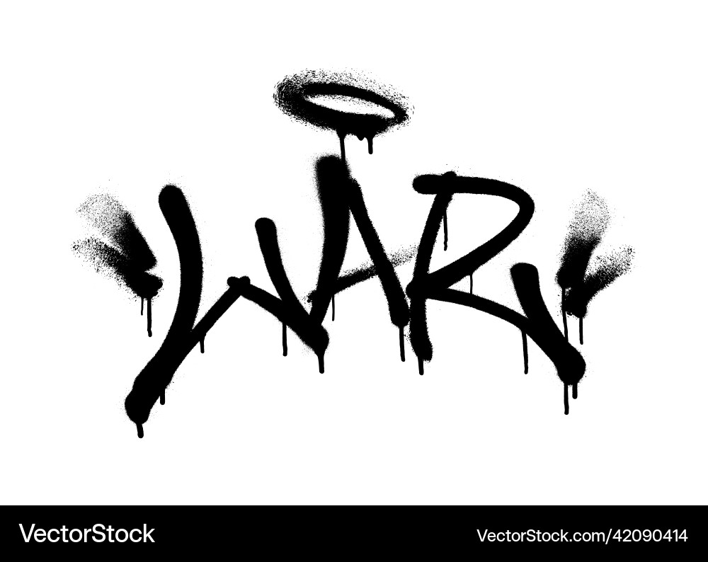 Sprayed war font graffiti with overspray in black Vector Image
