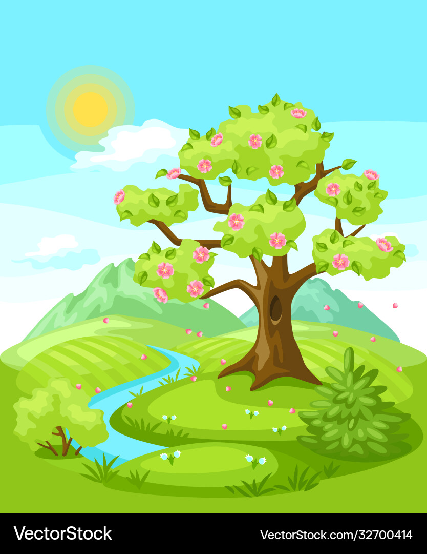 Spring Mountain Landscape Royalty Free Vector Image