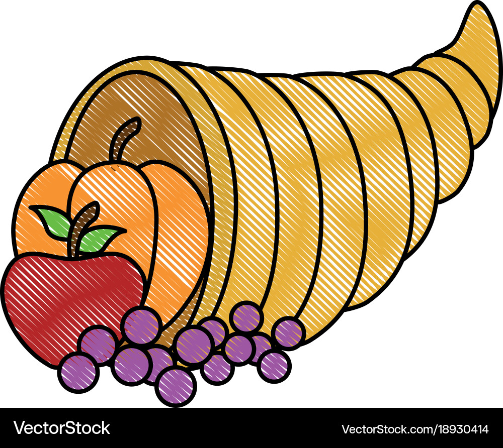 Thanksgiving horn with fruits Royalty Free Vector Image
