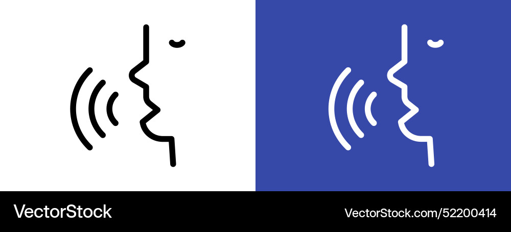Voice recognition icon logo sign set outline Vector Image