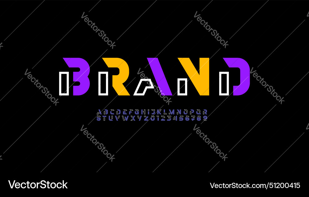 Abstract alphabet multi-colored font Royalty Free Vector