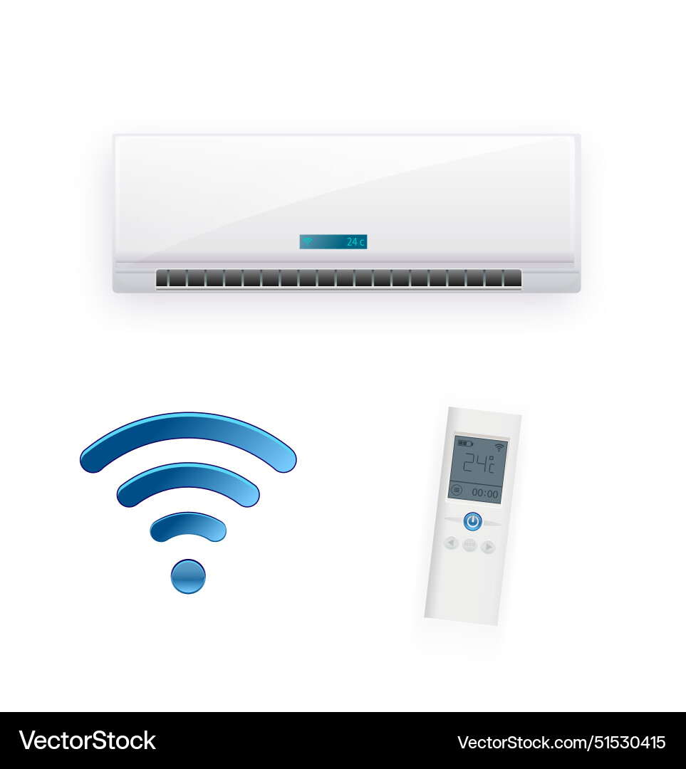 Air conditioner system with remote control Vector Image
