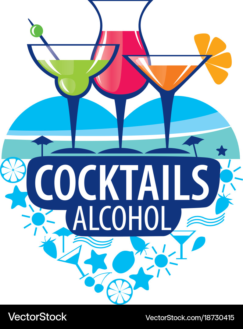 Alcoholic cocktails logo Royalty Free Vector Image