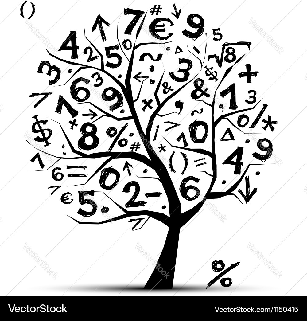 Art tree with math symbols for your design Vector Image