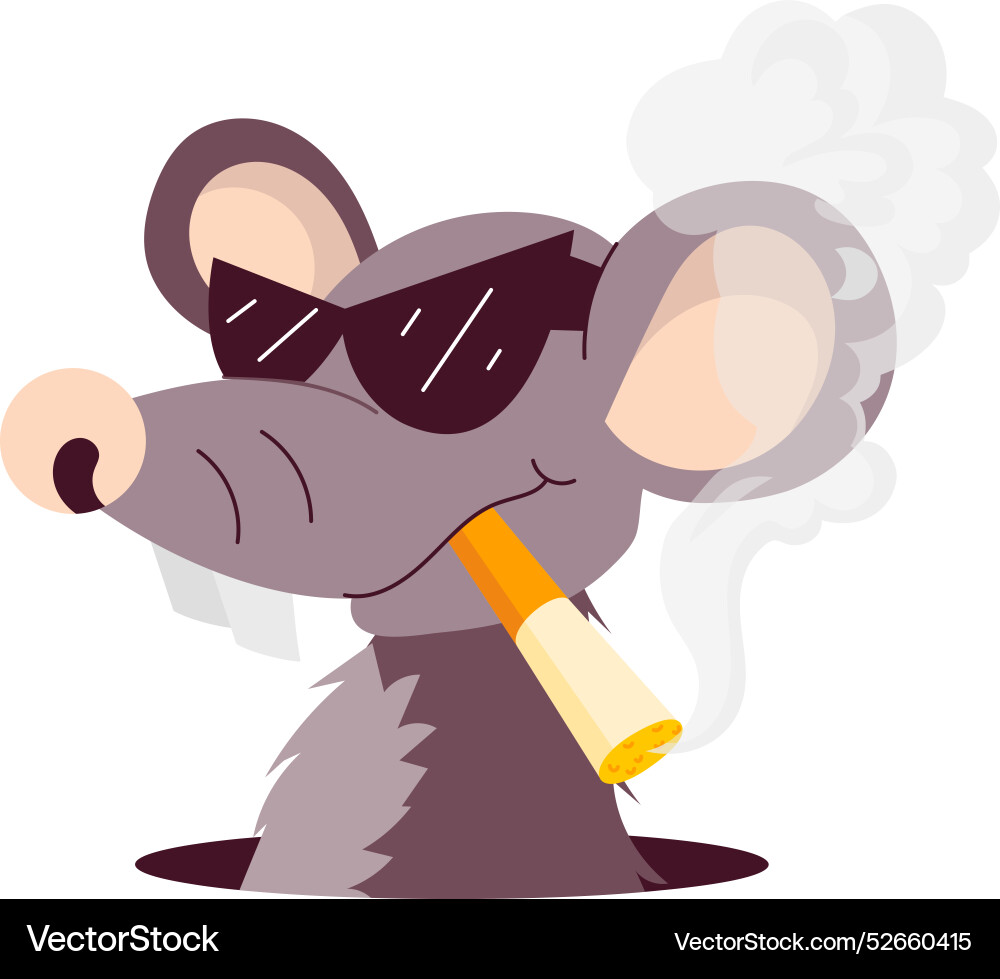 Basic rgbcool rat smoking with sunglasses flat st Vector Image