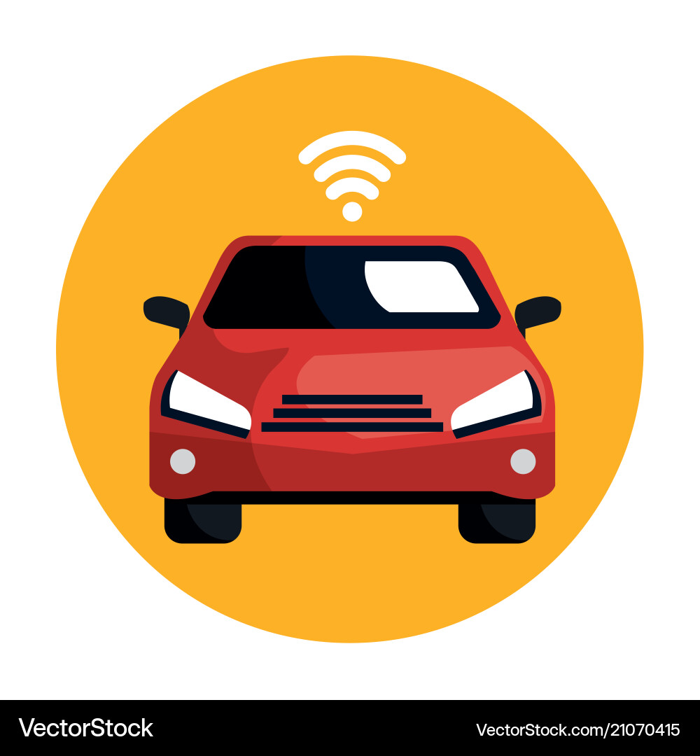Car with wifi signal Royalty Free Vector Image