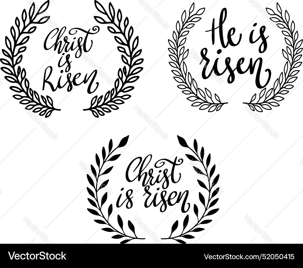 Christ is risen lettering phrase with wreath Vector Image