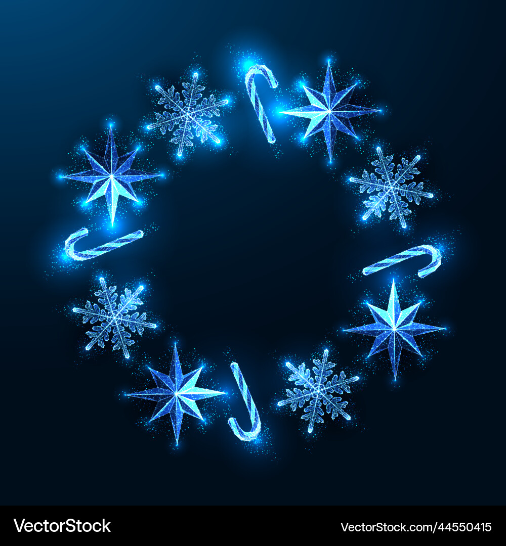 Christmas festive abstract wreath with glowing Vector Image