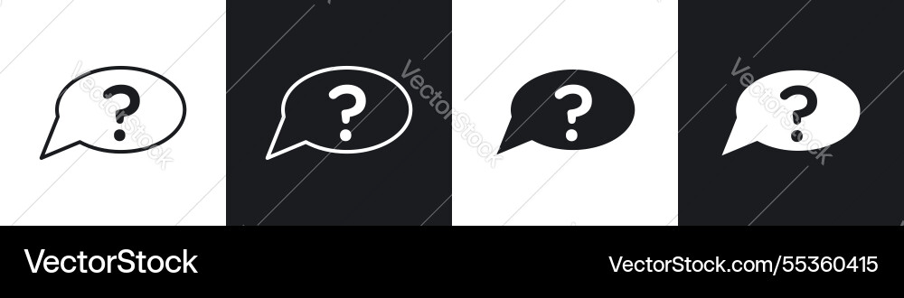 Comment question icons collection in black Vector Image