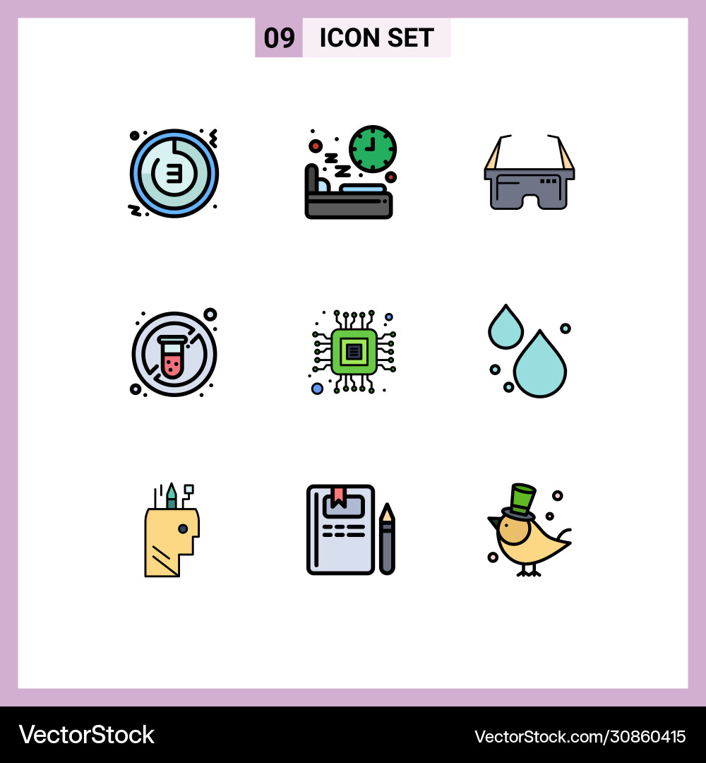 Filledline flat color pack 9 universal symbols Vector Image