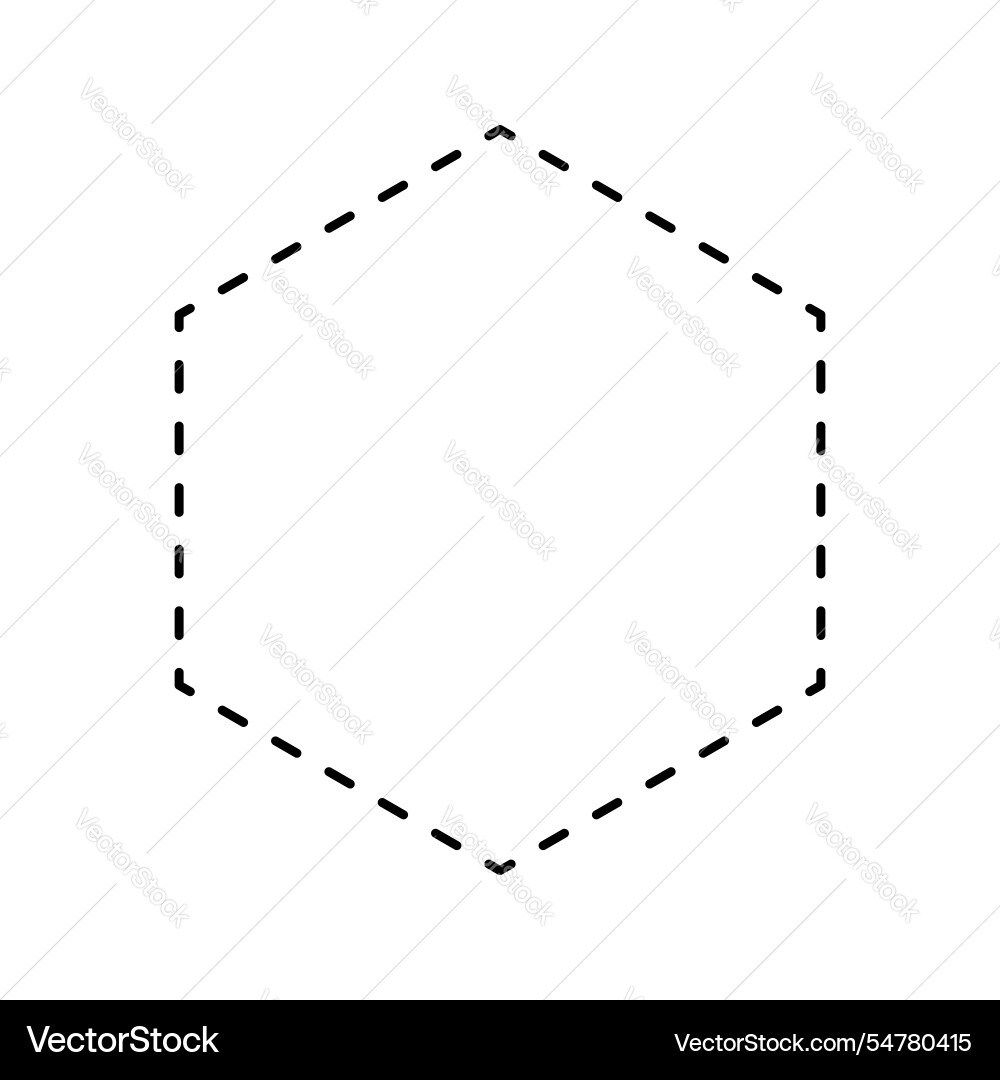 Hexagon form with stitch dotted line isolated Vector Image