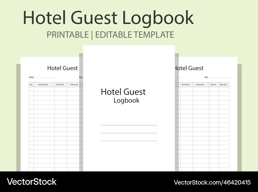 Hotel guest logbook kdp interior Royalty Free Vector Image