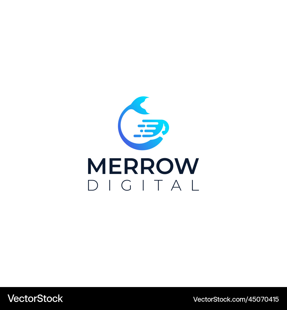Mermaid merrow digital logo design Royalty Free Vector Image