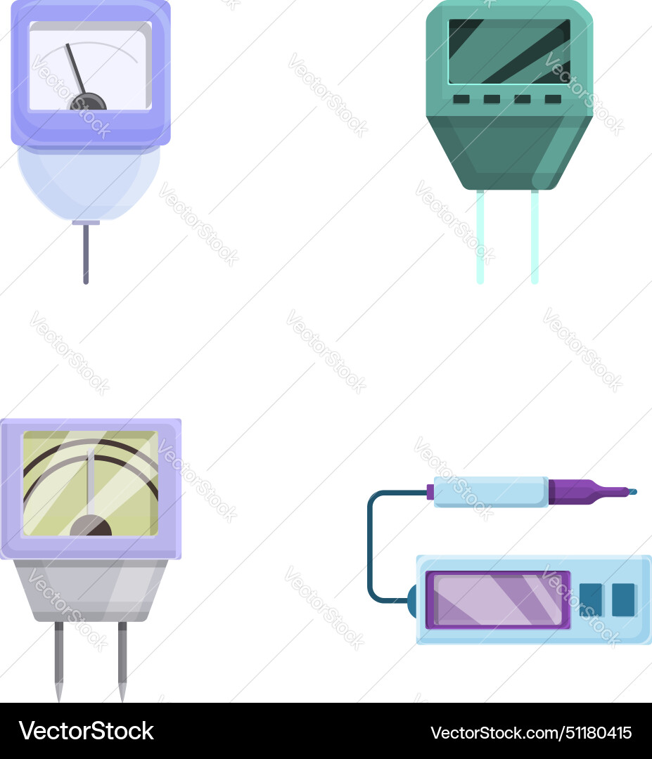 Ph measure icons set cartoon digital Royalty Free Vector