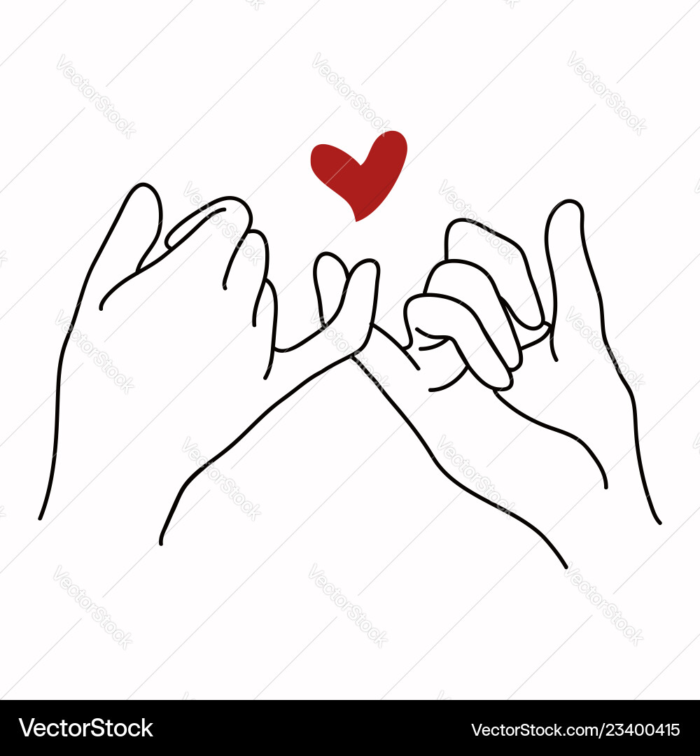 Promise outline with red heart Royalty Free Vector Image
