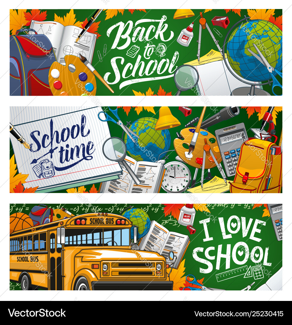 School time back to study invitations stationery Vector Image