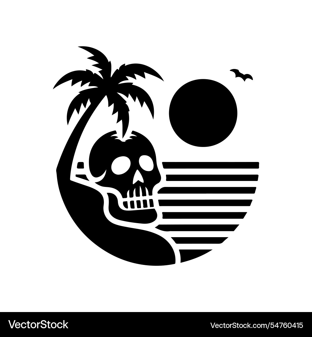 Unique florida beach skull silhouettes ideal Vector Image