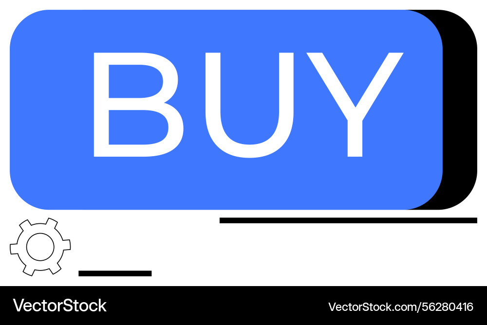 Blue buy button icon with gear and minimalist Vector Image
