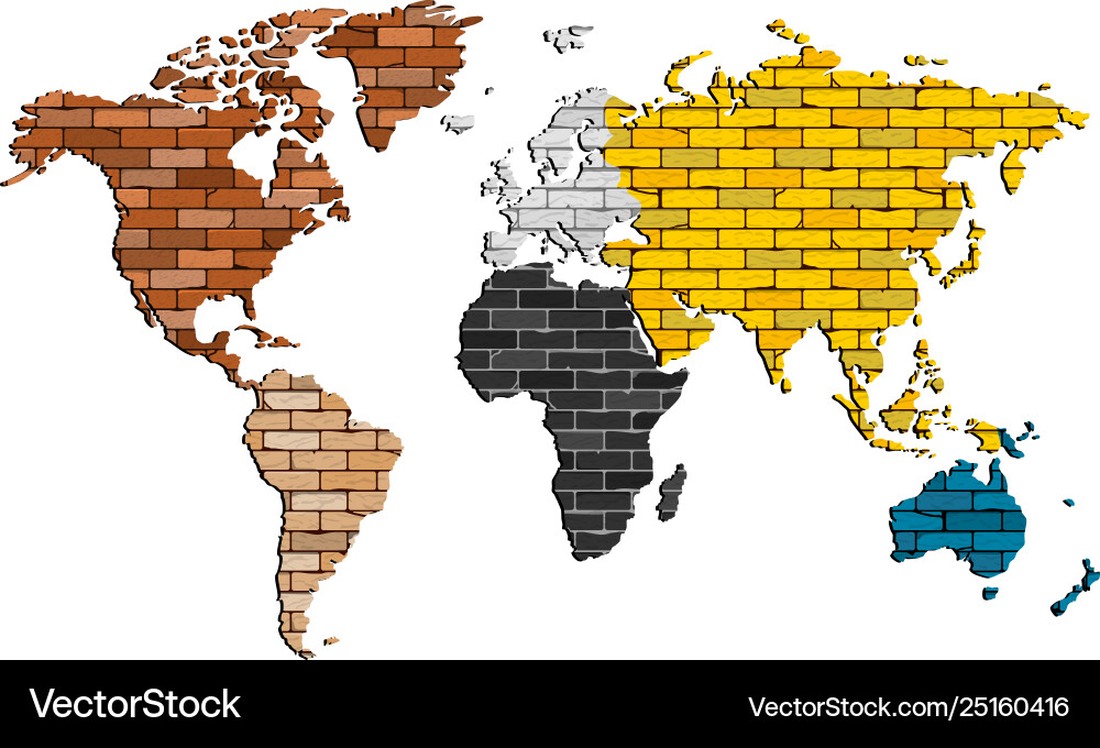 Brick World Map Royalty Free Vector Image - VectorStock