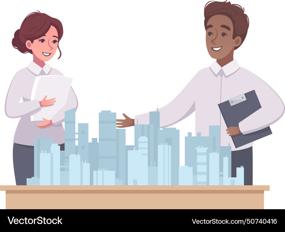 Cartoon architect composition Royalty Free Vector Image