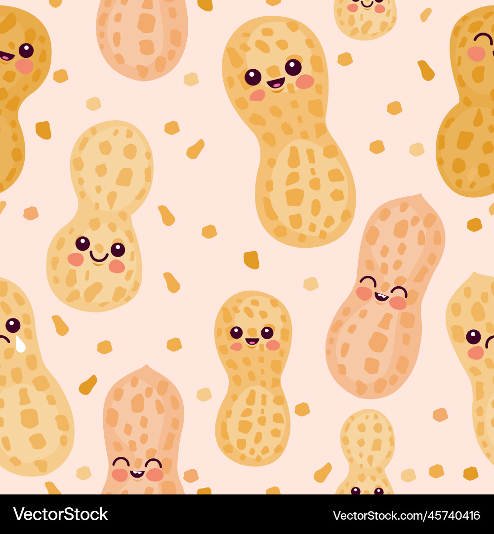 Cute peanut characters background Royalty Free Vector Image